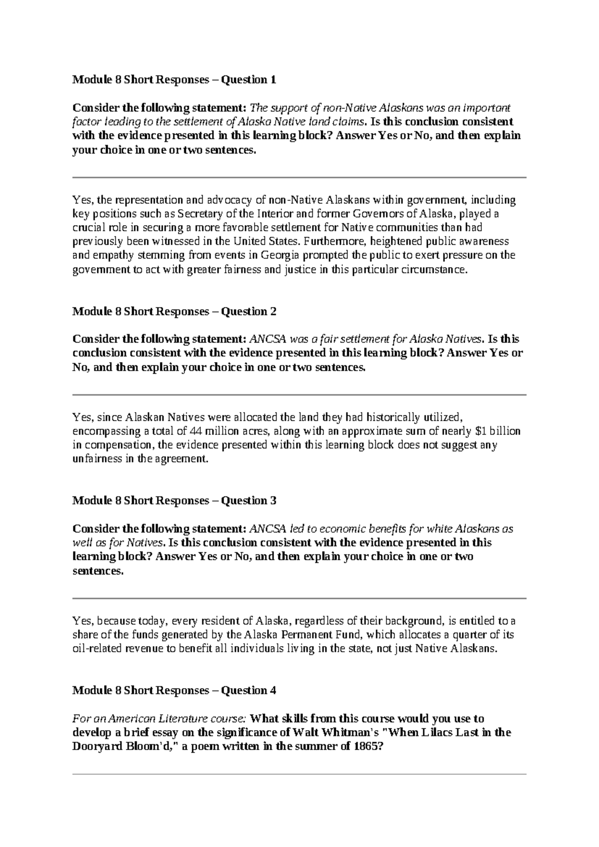 Tioni Melton HIS 200 Applied History-8 - Module 8 Short Responses ...