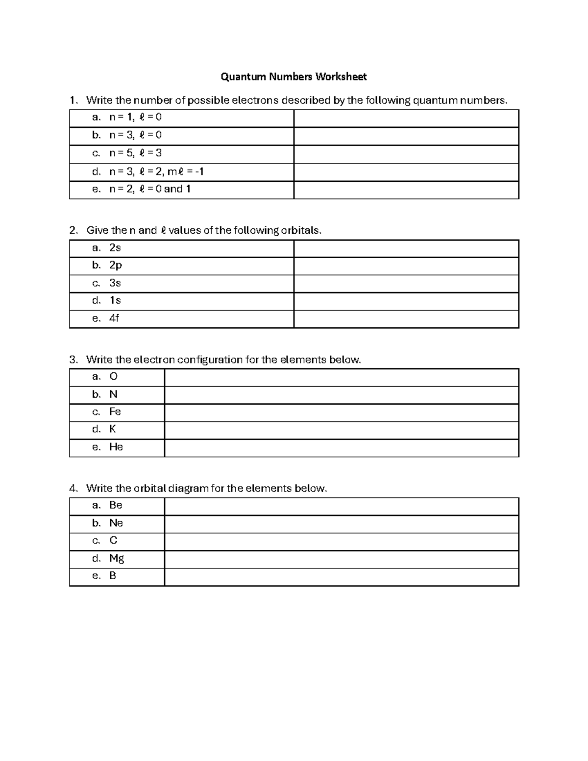Quantum-Numbers-Worksheet - General Biology 1 - Quantum Numbers ...