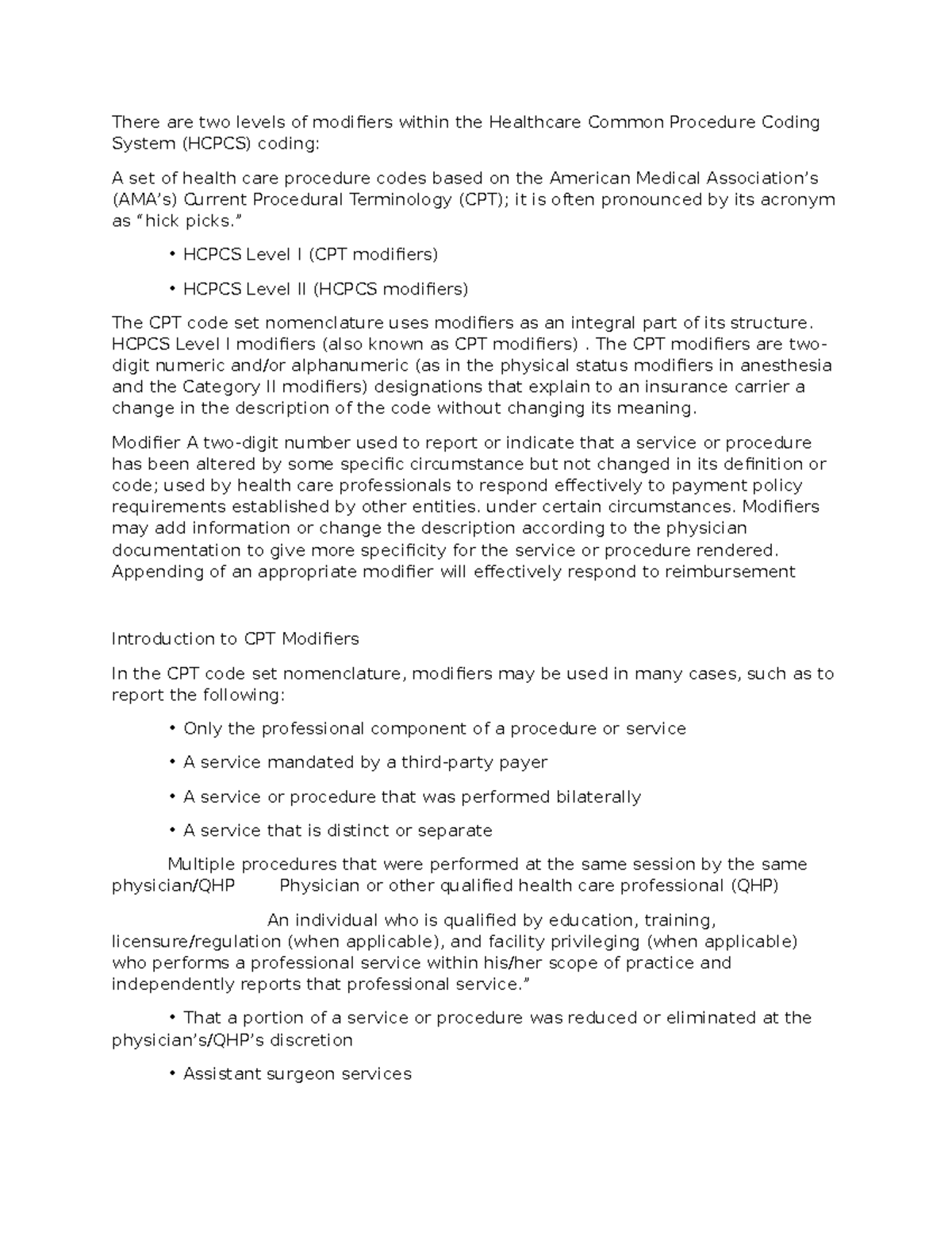 modifiers facts - There are two levels of modifiers within the ...