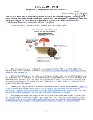 2. Homework Ecology CH 52 - Organisms, adaptations and environments ...