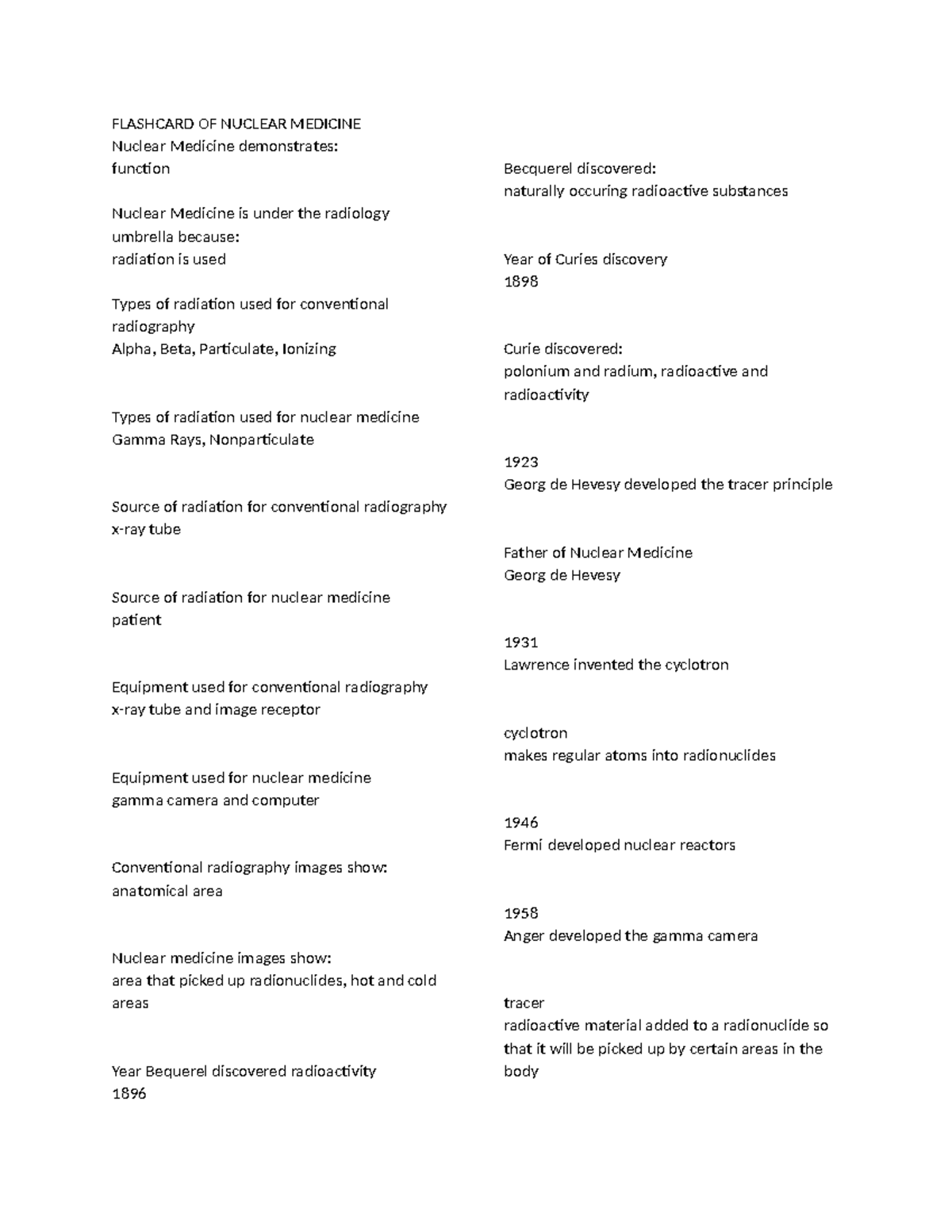 Flashcard OF Nuclear Medicine - FLASHCARD OF NUCLEAR MEDICINE Nuclear ...