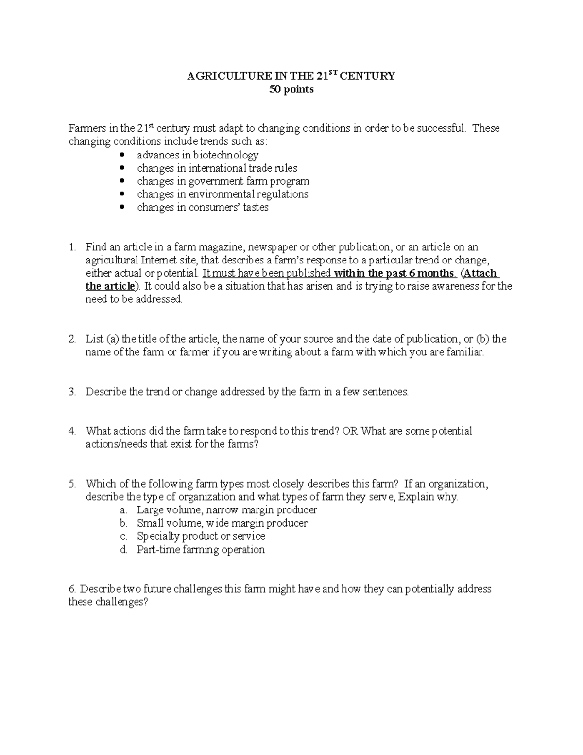 FBM HW1 - Lecture notes Farm management - AGRICULTURE IN THE 21ST ...
