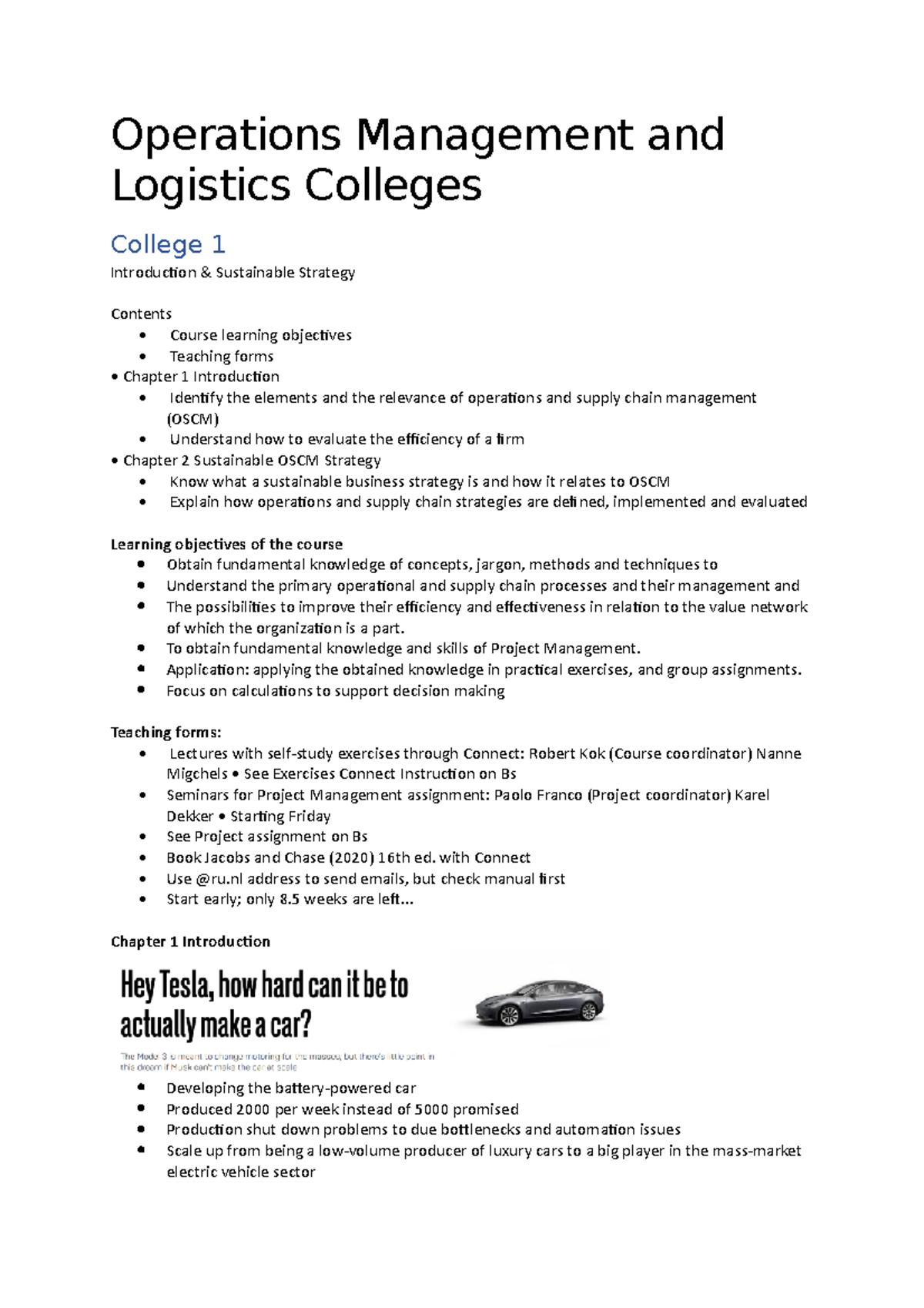 Operations Management and Logistics Colleges - Operations Management ...