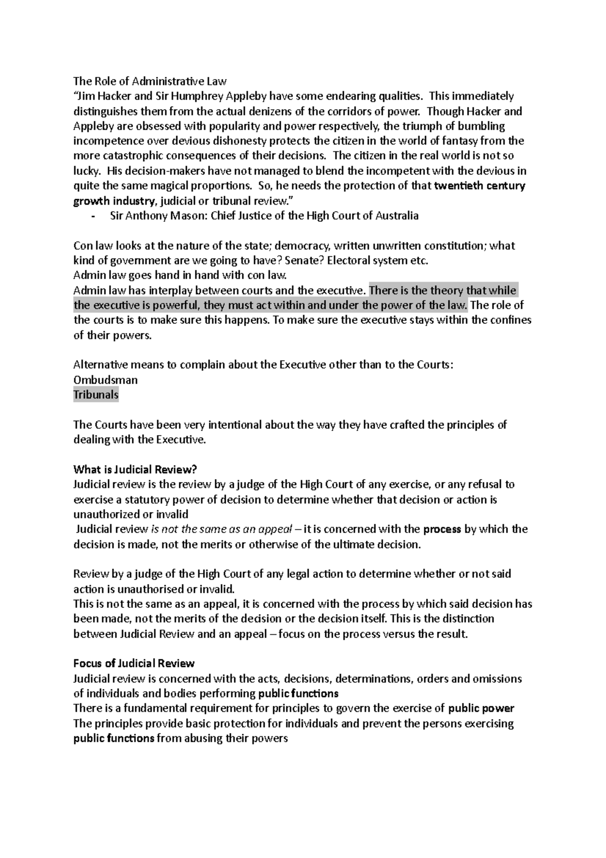 Admin 28 Feb - The Role of Administrative Law “Jim Hacker and Sir ...