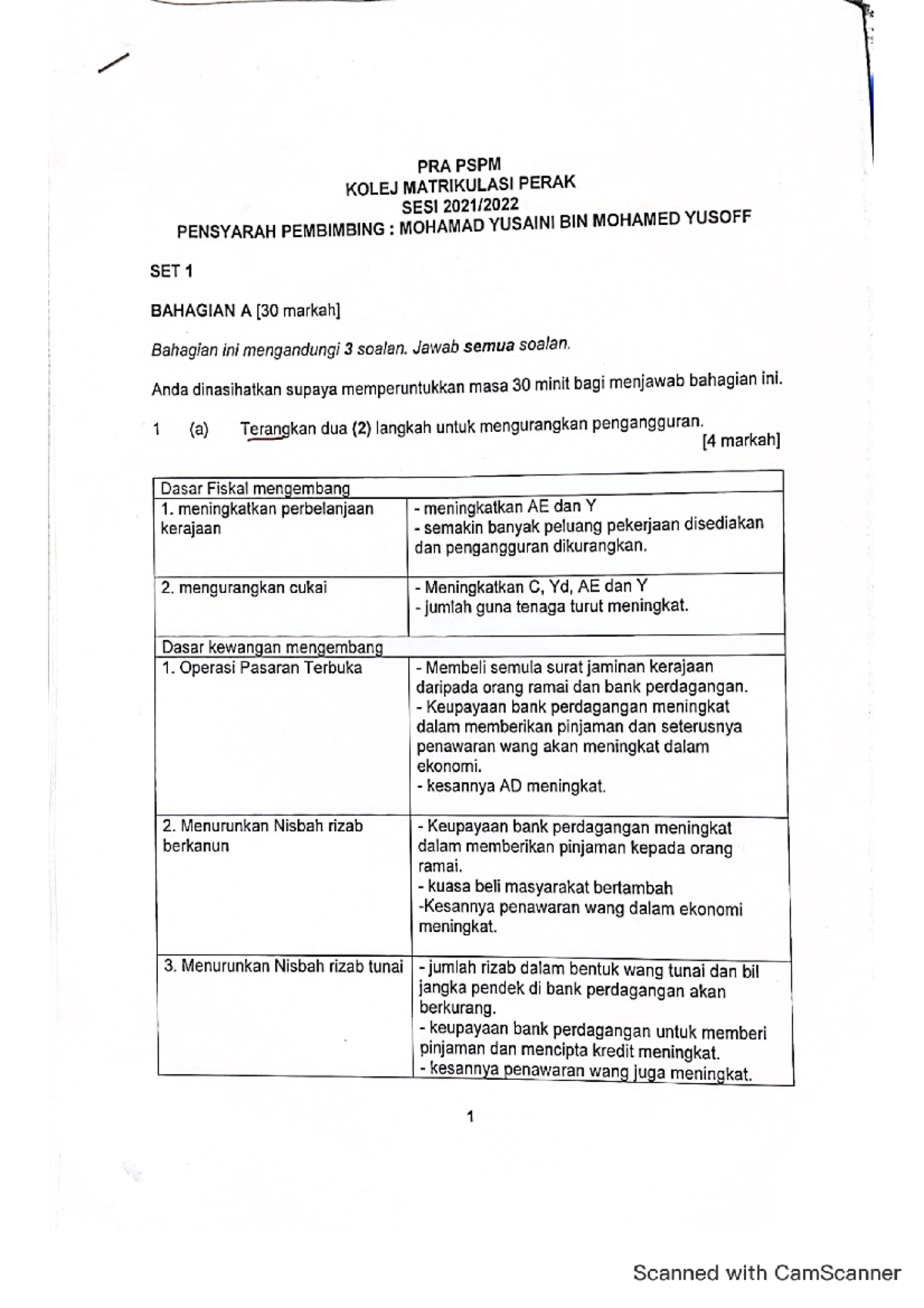 AE025 PRA PSPM KMPK SET 1 ans - accounting - Studocu