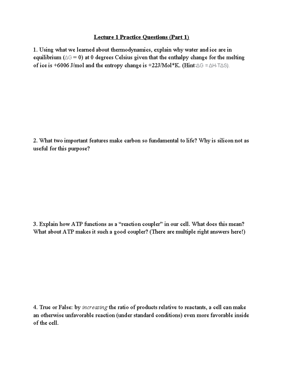 Lecture 1 - Practice Pt 1 - Lecture 1 Practice Questions (Part 1) Using ...