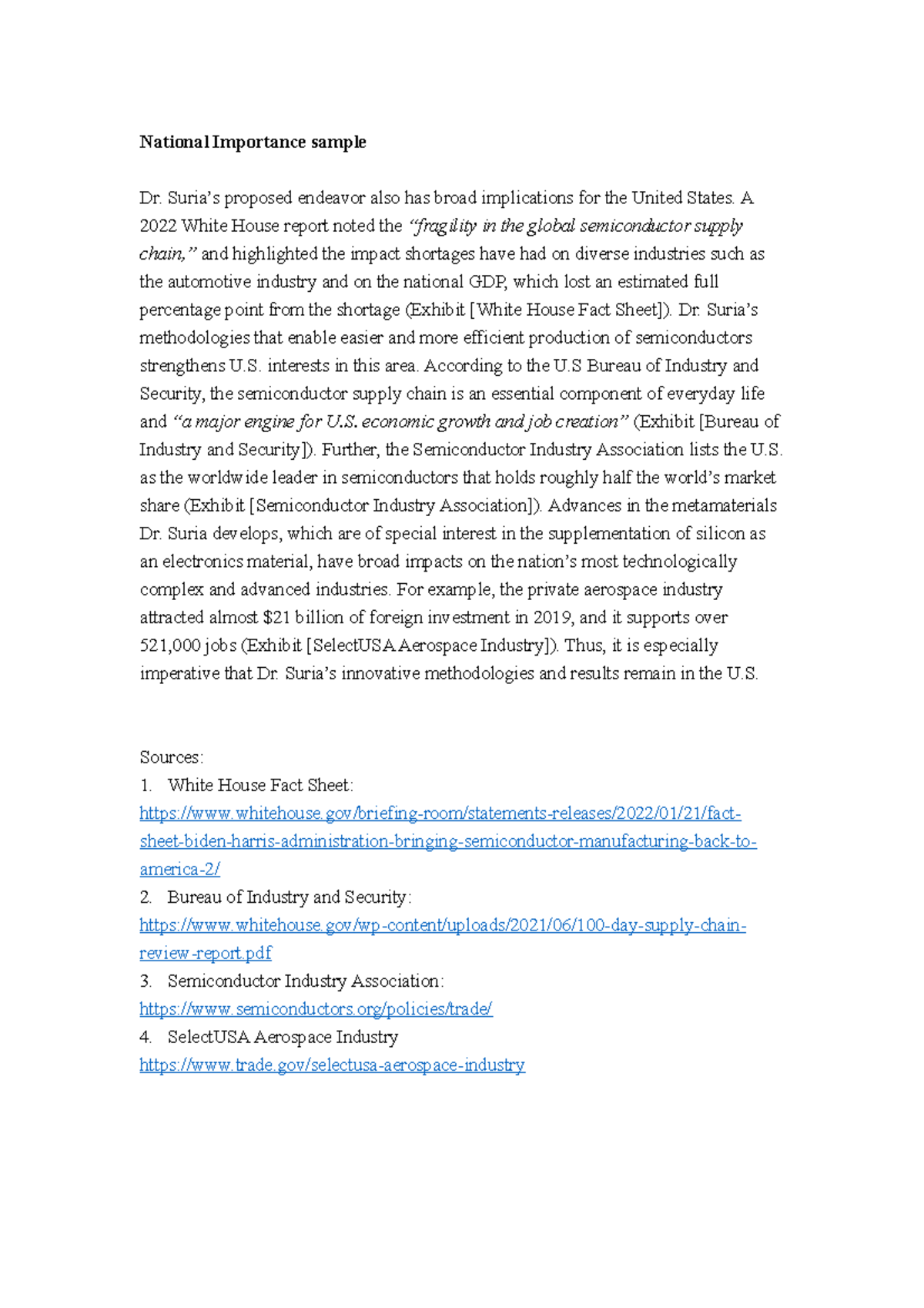 National+Importance+sample - National Importance sample Dr. Suria’s ...