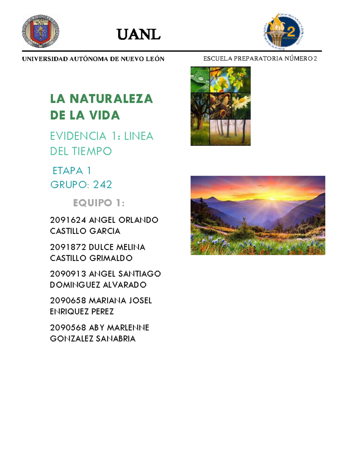 LA Naturaleza DE LA VIDA - LA NATURALEZA DE LA VIDA EVIDENCIA 1: LINEA ...
