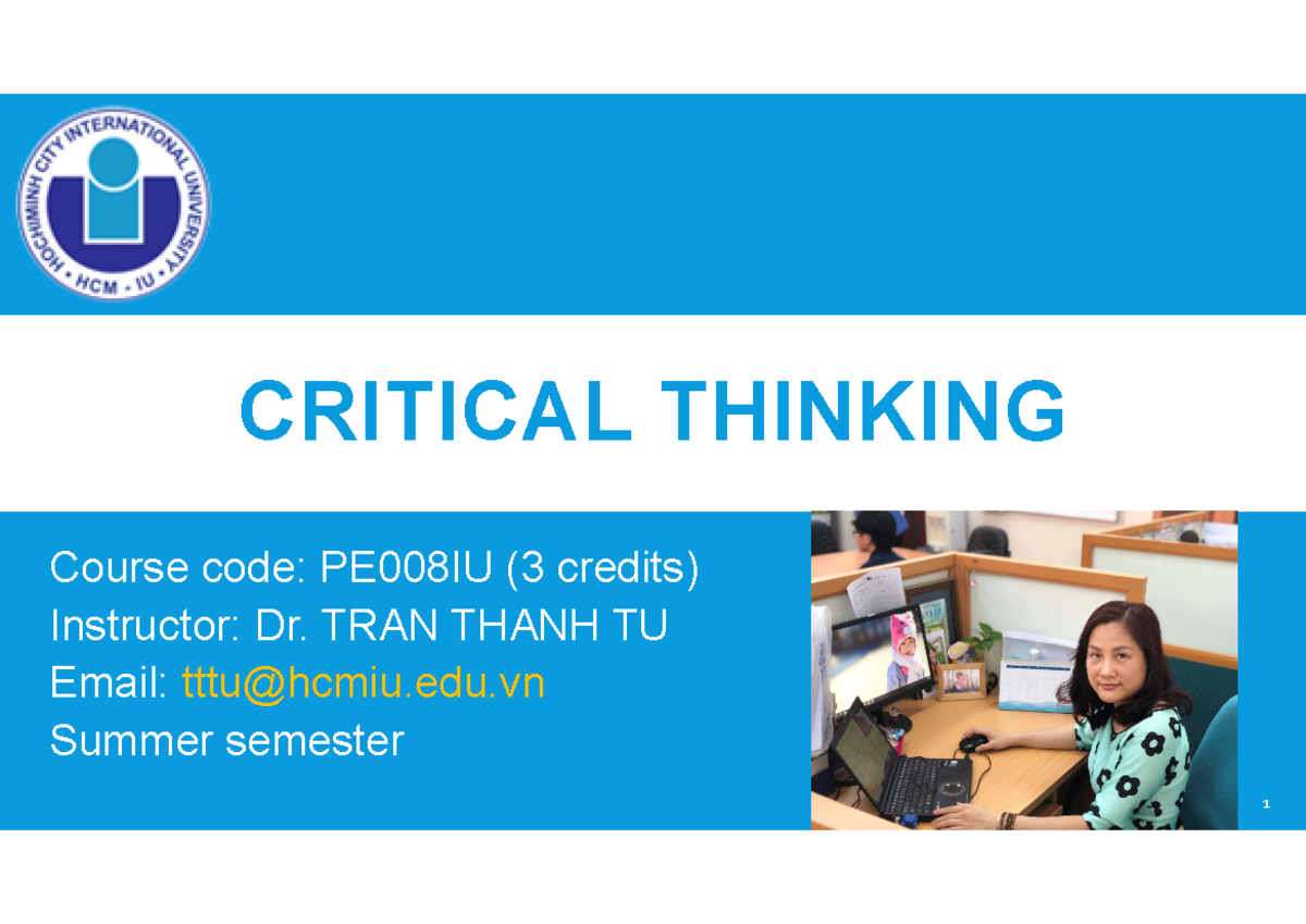 [Lecture note] 0.Introduction - CRITICAL THINKING Course code: PE008IU ...