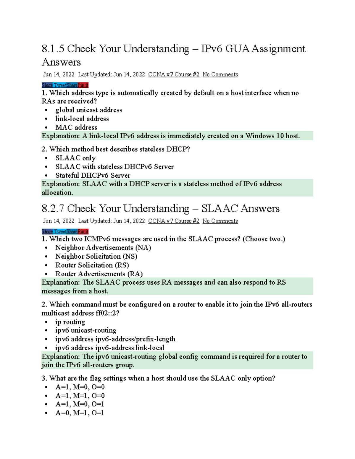 Ipv6 networking - 8.1 Check Your Understanding – IPv6 GUA Assignment ...