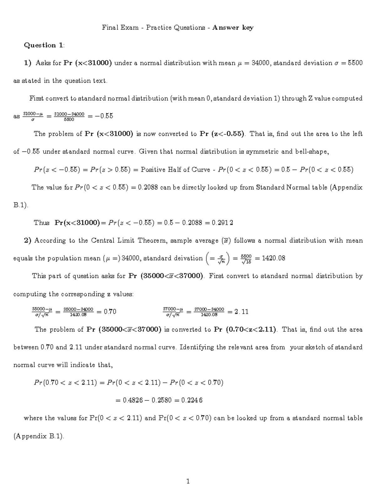 STAT72105 Practice Final Exam Answer Key - STAT 72785 (Fall 201 9 ...