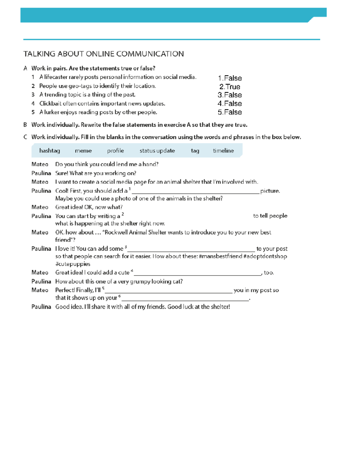 Copia de BUS 2.0 Level 4 Lesson plan 7 Handout 2 - Ingles - Studocu