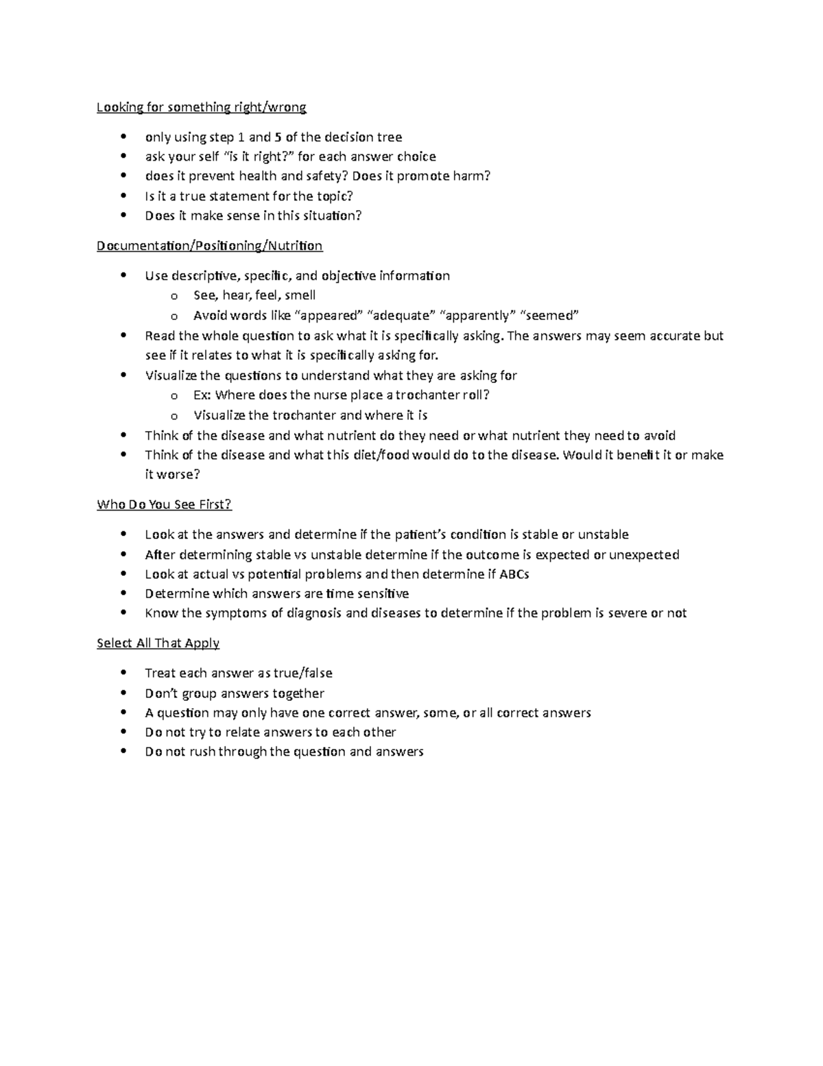 Nclex Tips - Looking for something right/wrong only using step 1 and 5 ...