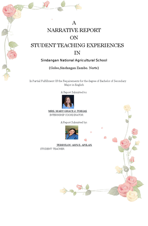 Narrative - Field study - A NARRATIVE REPORT ON STUDENT TEACHING ...