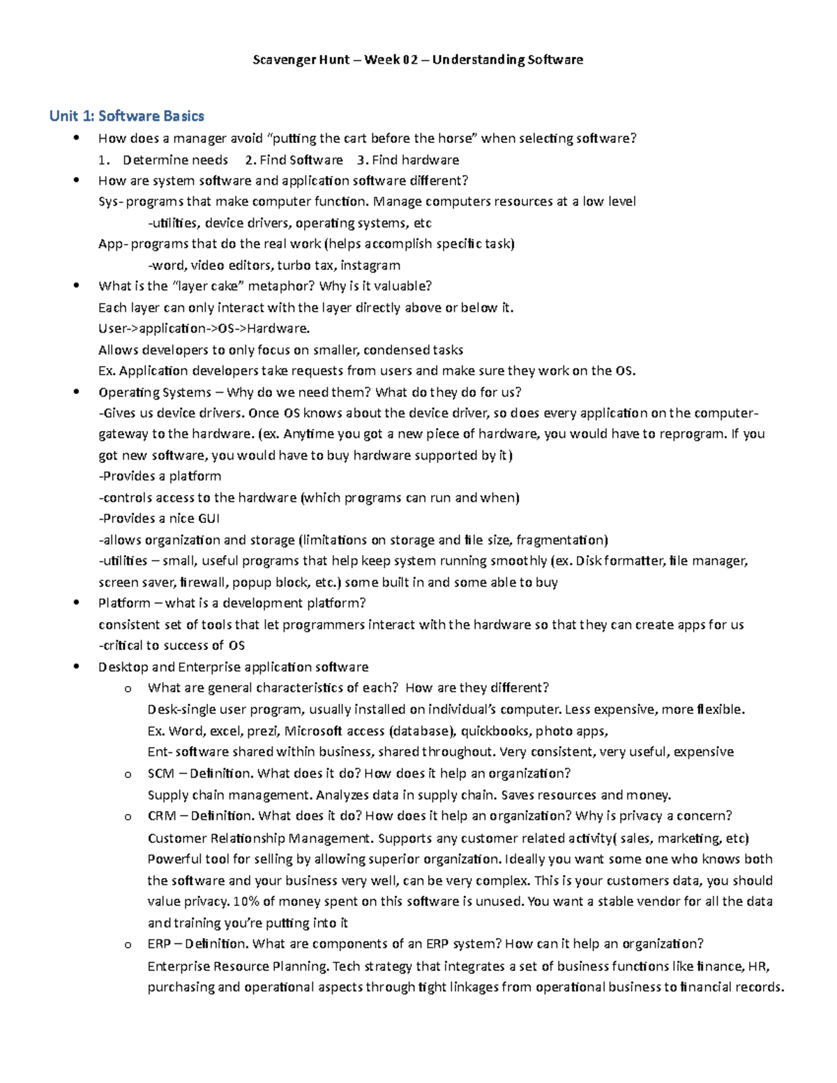 Week 2 Study Guide - Lecture notes 2 - Scavenger Hunt – Week 02 ...