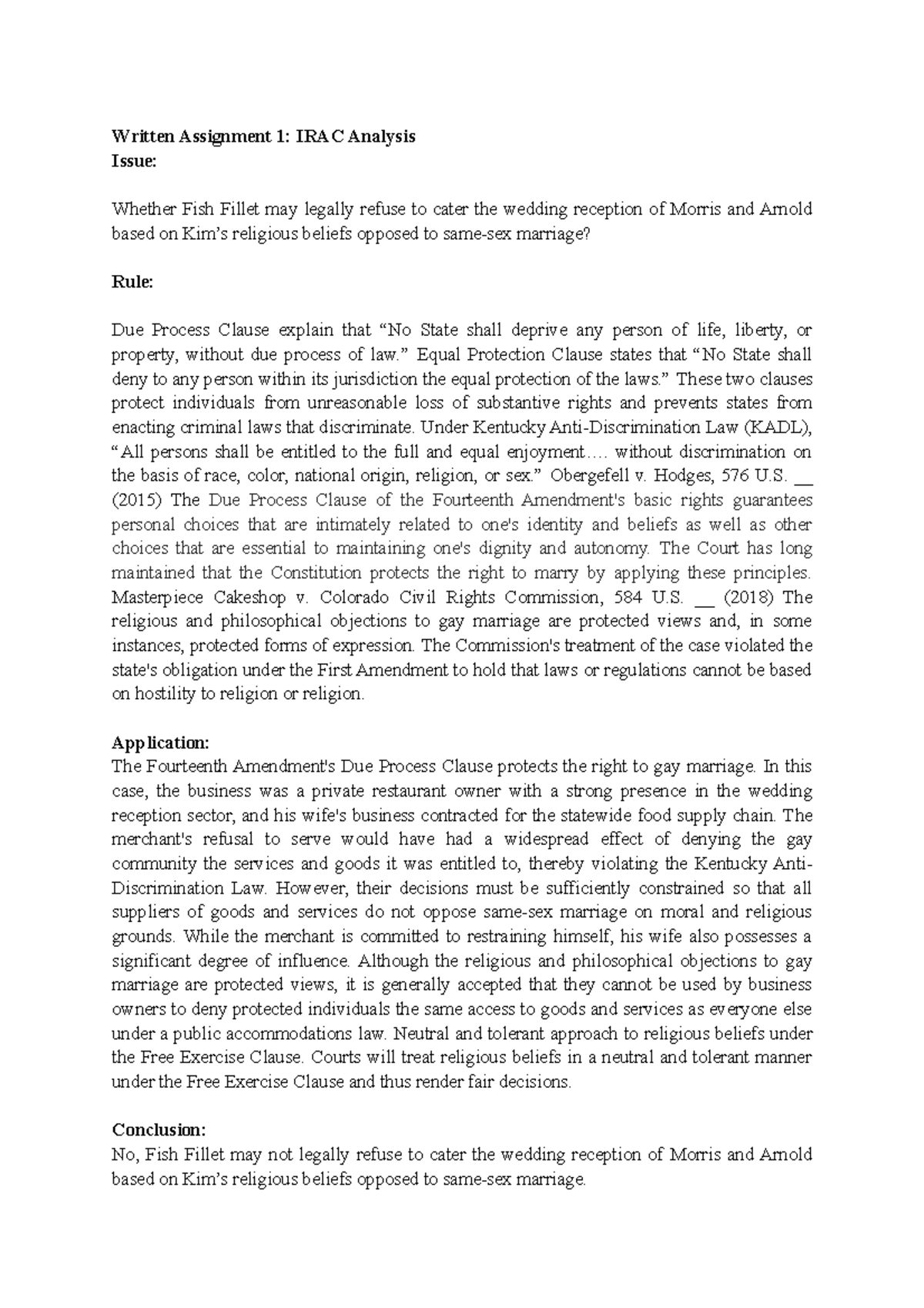 Philip dai law - Written Assignment 1: IRAC Analysis - Written Assignment 1: IRAC Analysis Issue ...