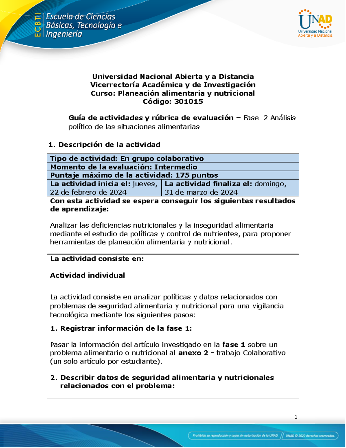 Guía de actividades y Rúbrica de evaluación - Fase 2 - Análisis ...