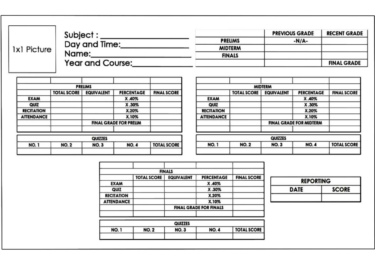 Index-Card-Format - Index Card Format - Subject : PREVIOUS GRADE RECENT ...