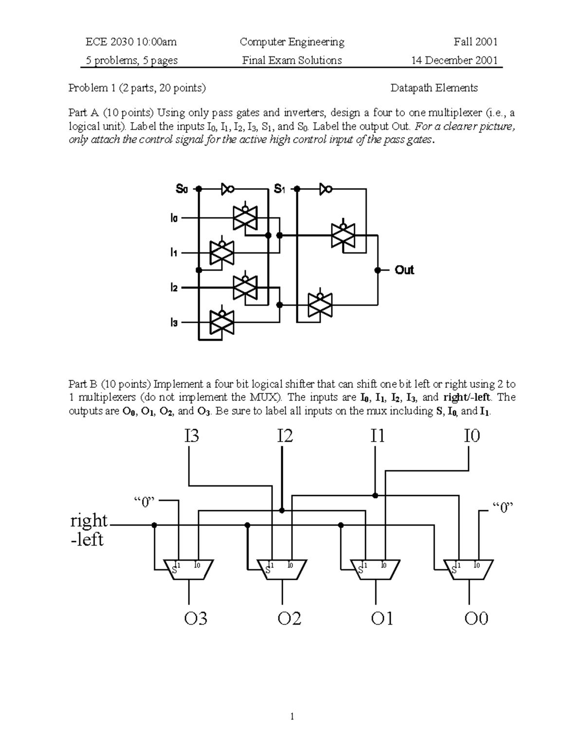 Fa01-sw-sf - Exam Solutions - 5 problems, 5 pages Final Exam Solutions ...