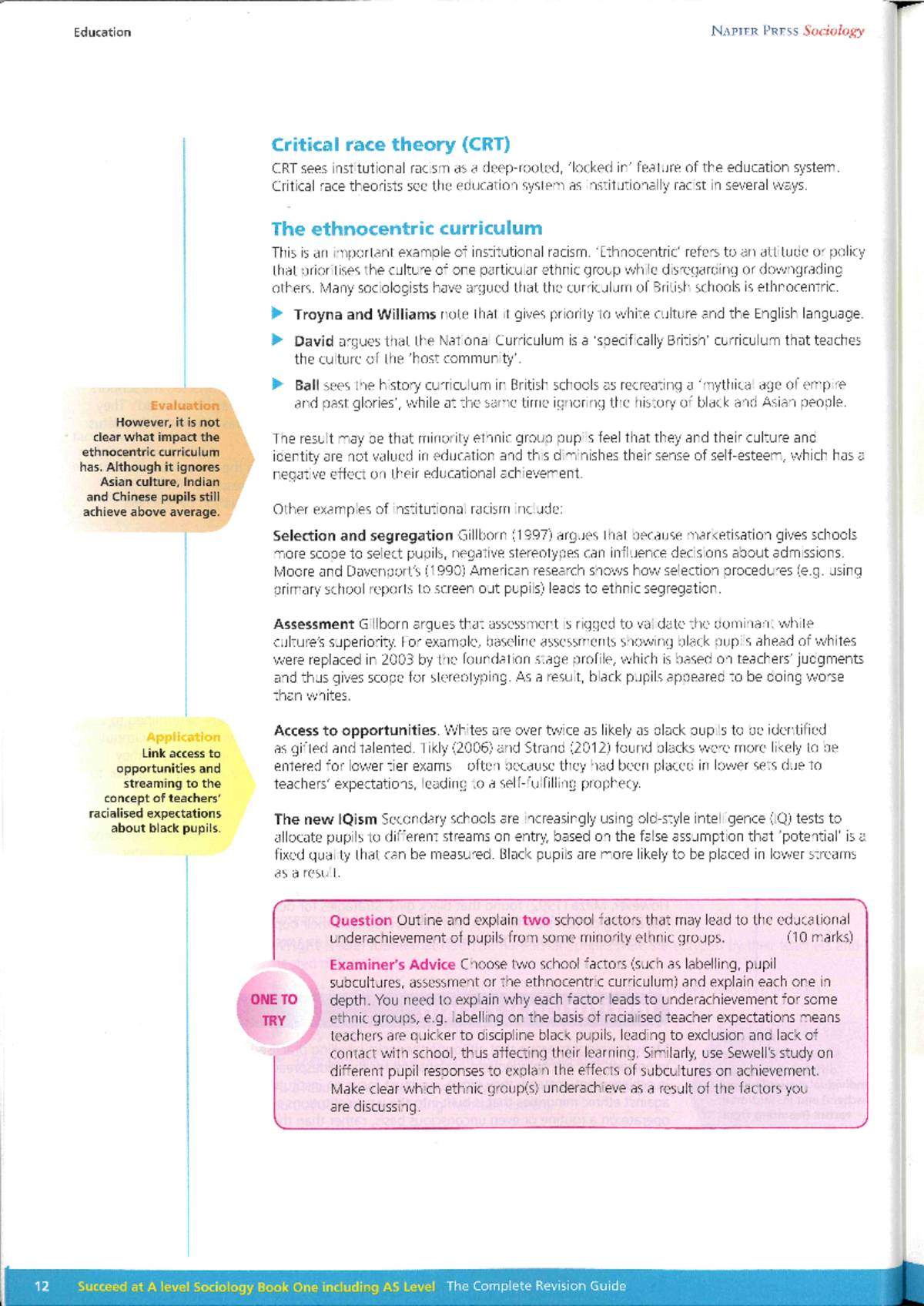 Gender and attainment - Education NAPIER PRESS Sociology Critical race ...