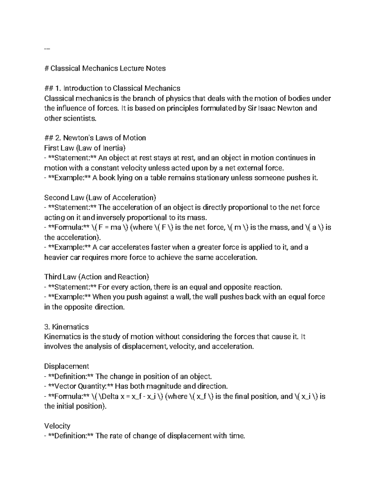 Classical Mechanics - Introduction to Classical Mechanics Classical ...