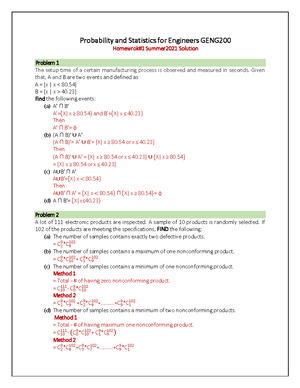 CBA Grading Rubrics Task1 and 2 - GENG200 – Probability and Statistics ...