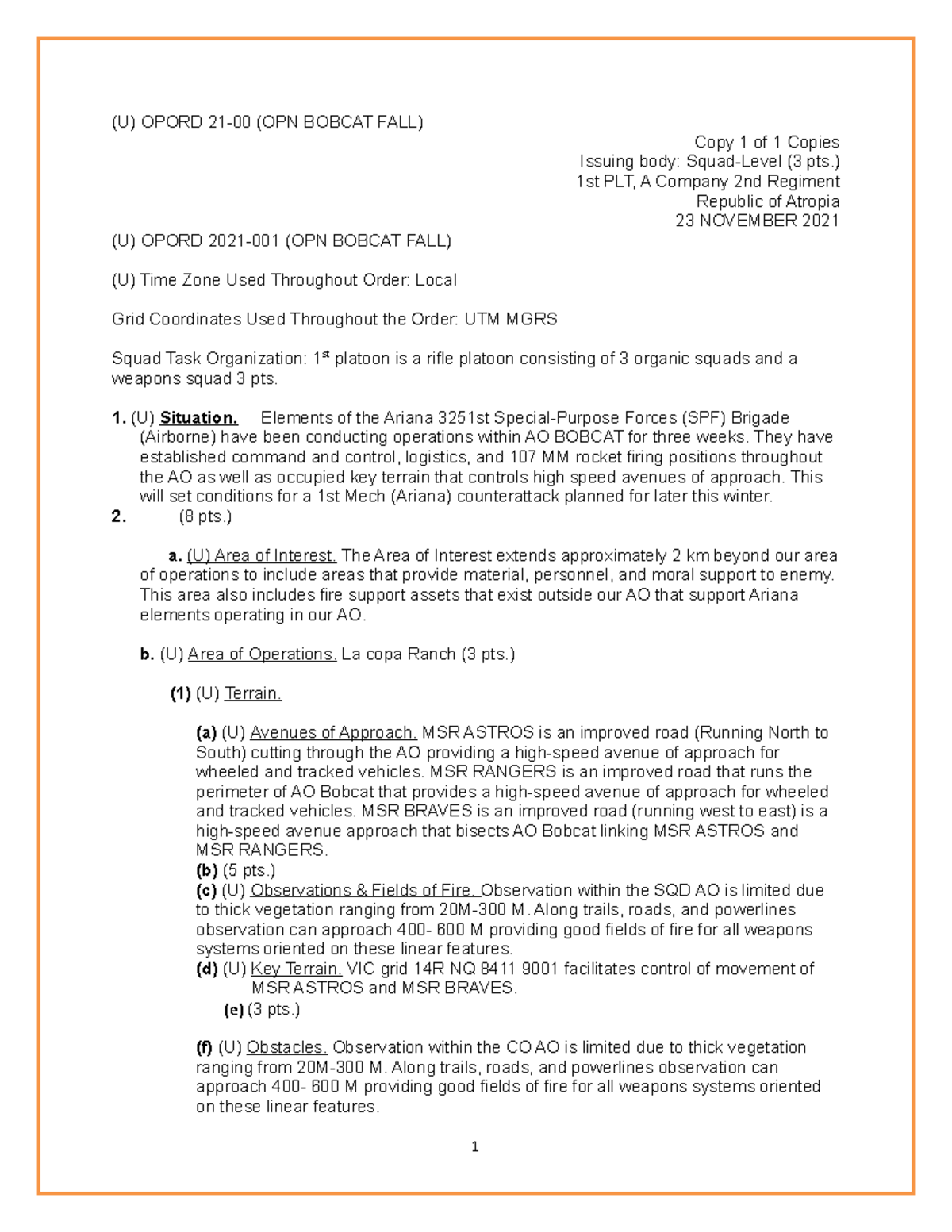 Opord Format Fill - (U) OPORD 21-00 (OPN BOBCAT FALL) Copy 1 of 1 ...