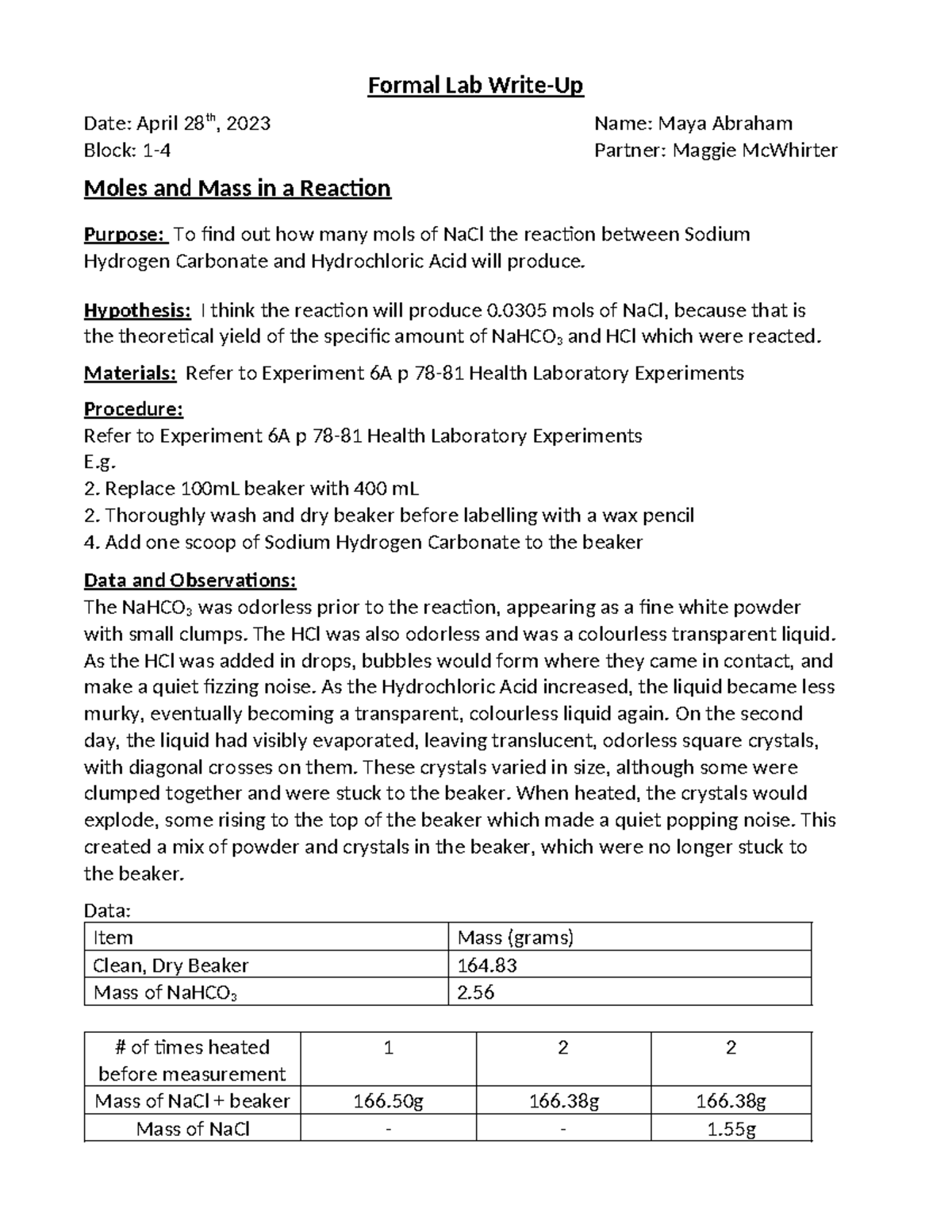 Formal Lab Write-Up - Formal Lab Write-Up Date: April 28 th , 2023 Name ...