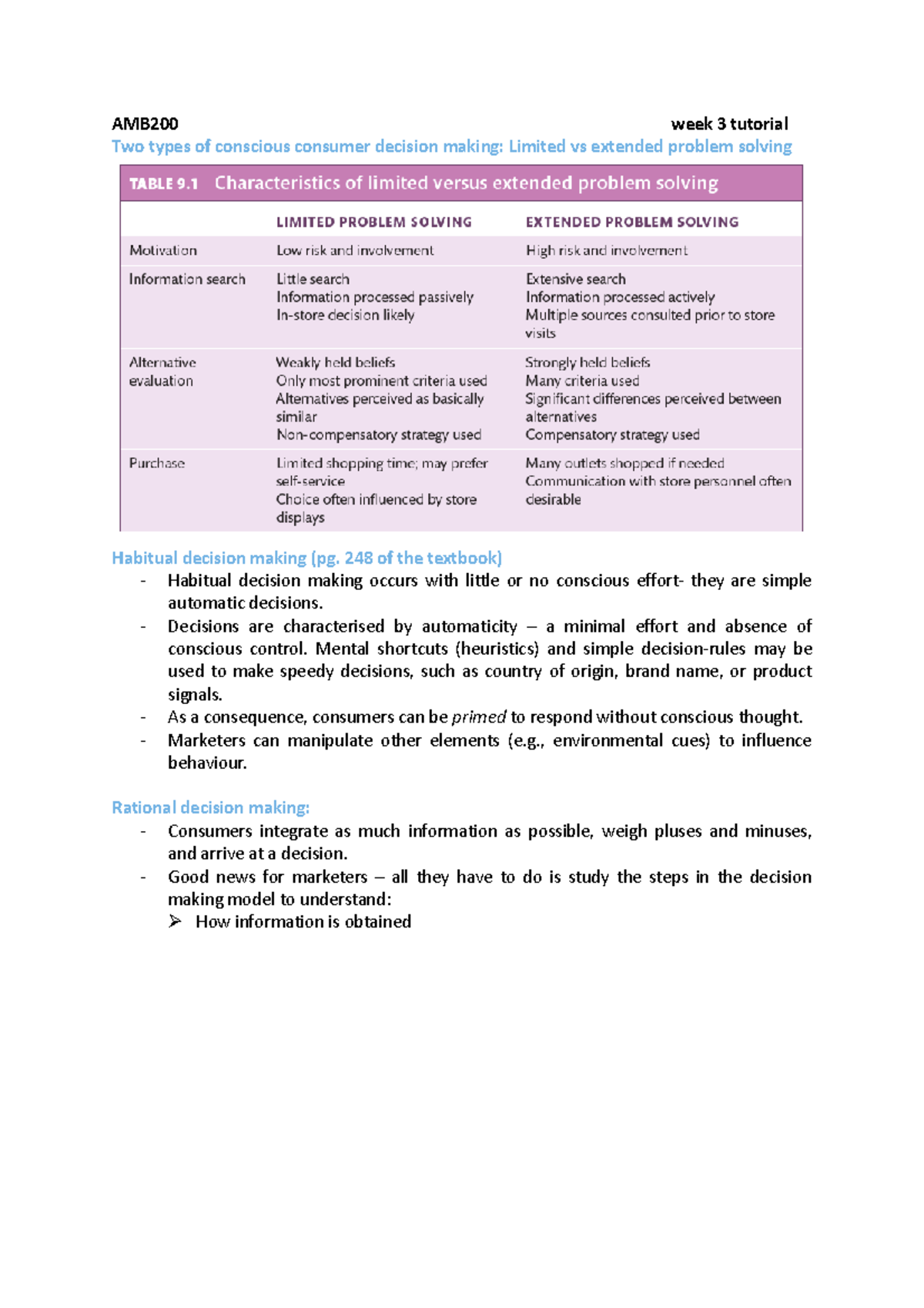 AMB200 week 3 tutorial - notes - AMB200 week 3 tutorial Two types of ...