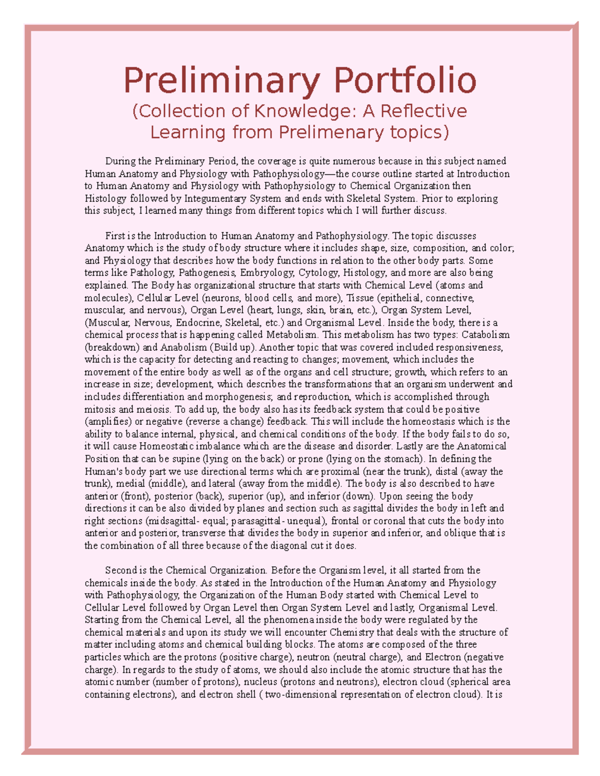 Concepcion- Prelim Portfolio - Preliminary Portfolio (Collection of ...