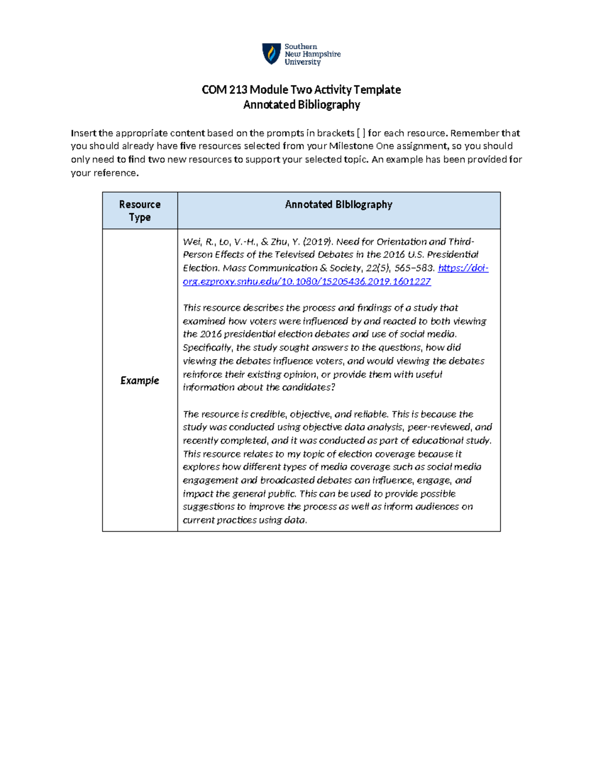 Com 213 Module Two Activity Template Com 213 Module Two Activity