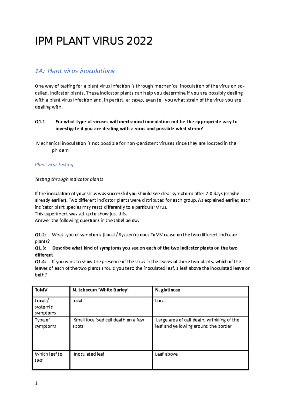 IPM Plant VIR 2022 – Assigns 2-3 Answer sheet - IPM PLANT VIRUS 2022 1A ...