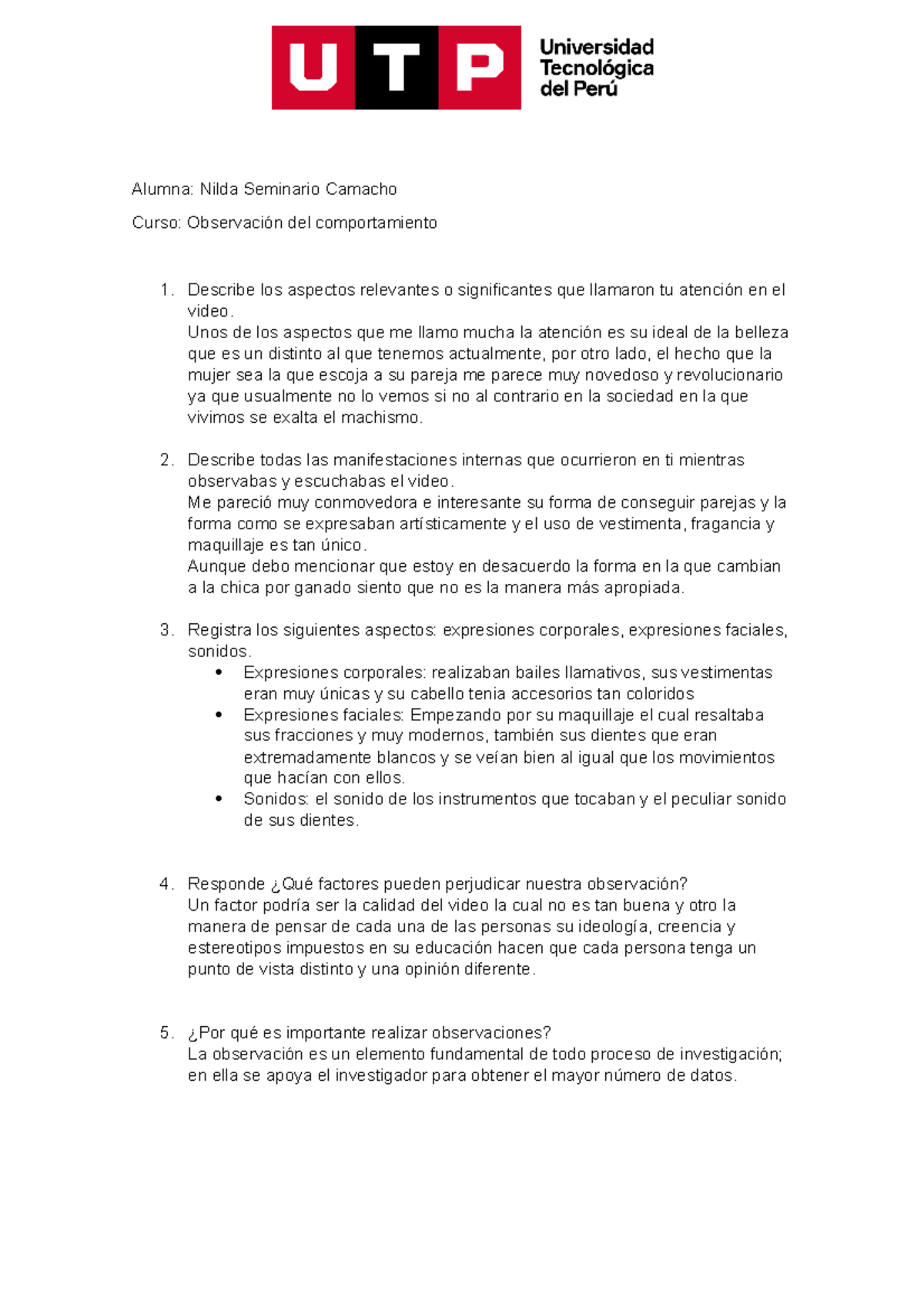 Analisis del comportamiento de una tribu - Alumna: Nilda Seminario ...