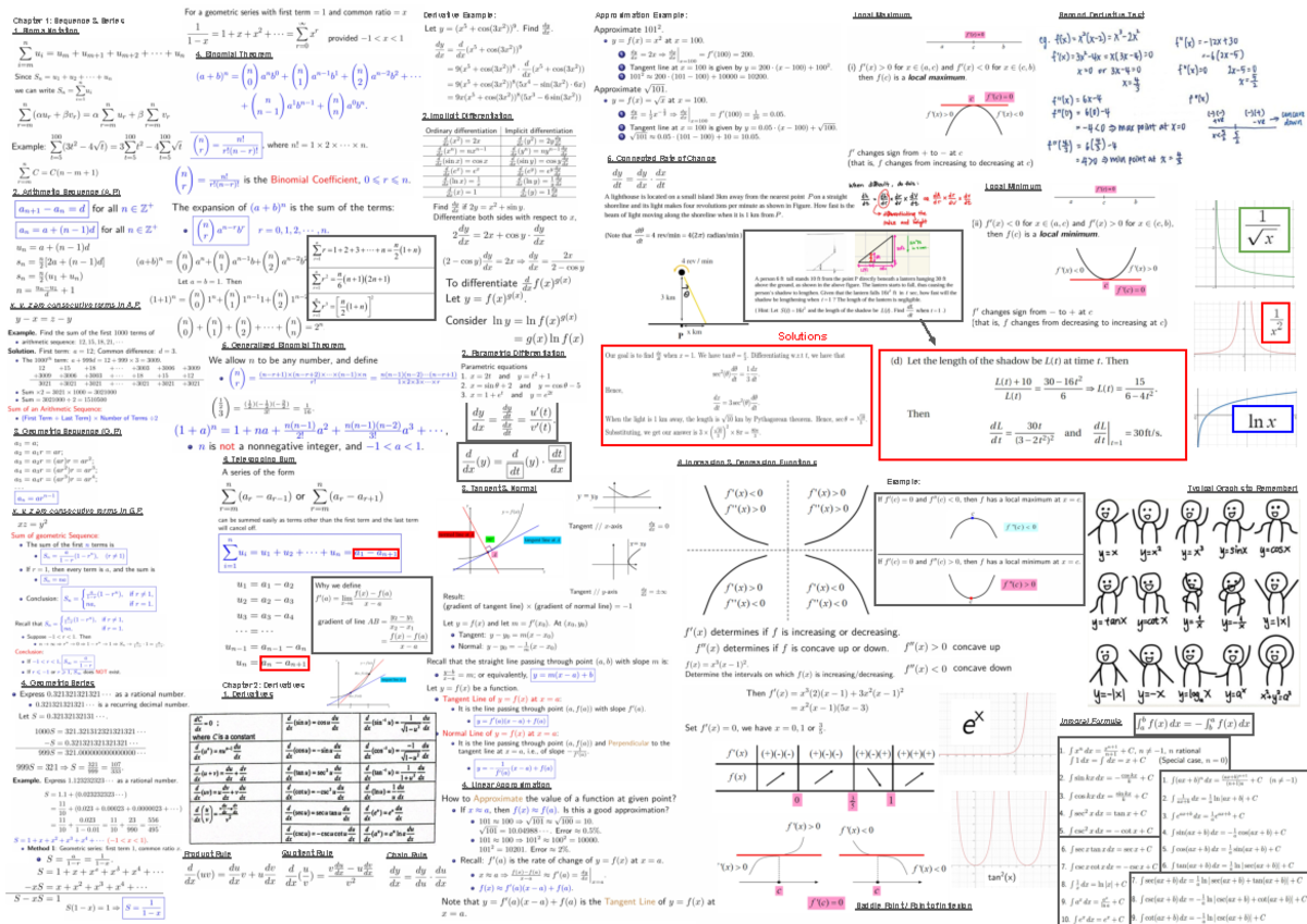 MA1301 Cheat Sheet - For final exams - Chapter 1: Sequence & Series Sigma Notation Arithmetic ...