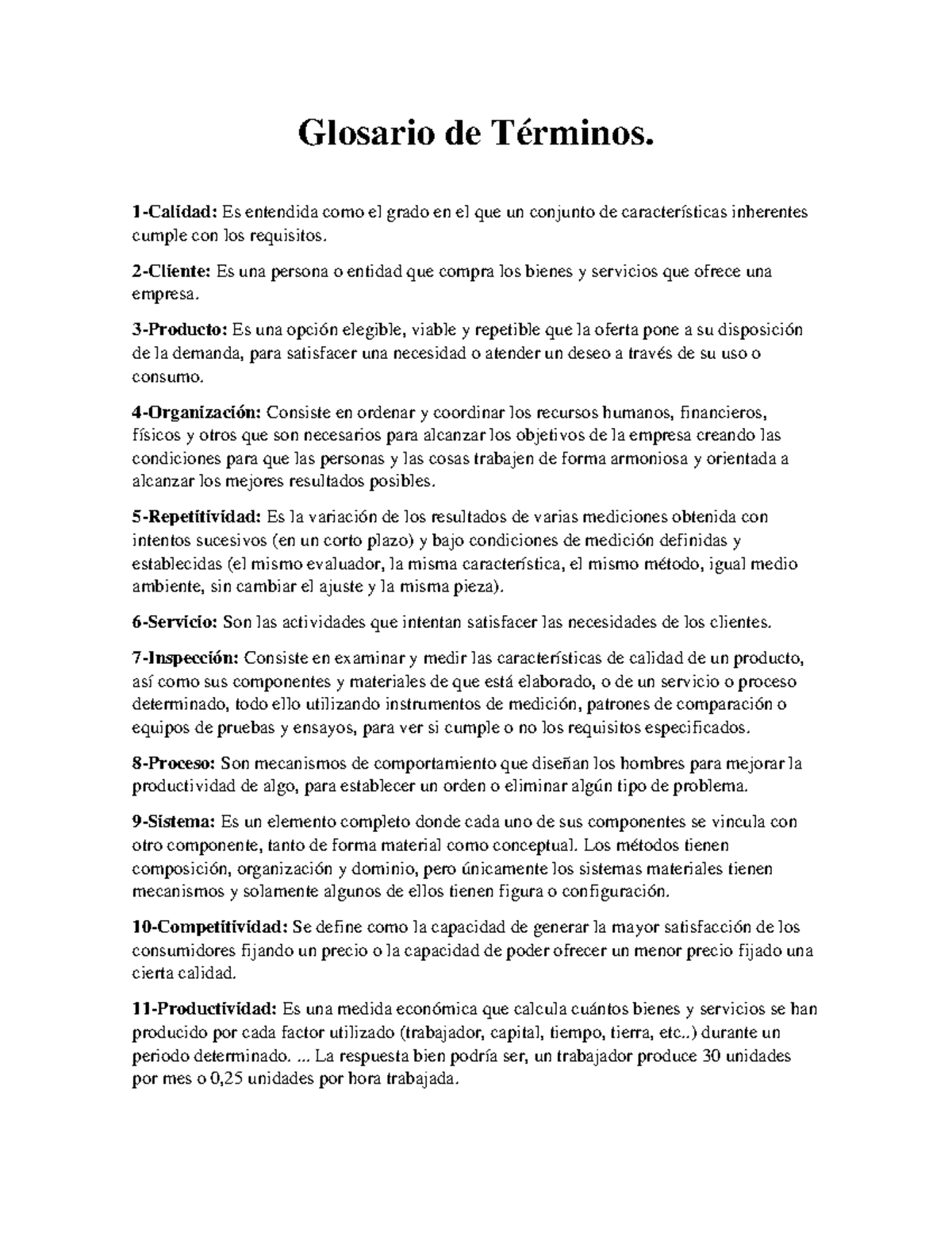 Glosario de Términos - herramienta de calidad - Glosario de Términos. 1 ...