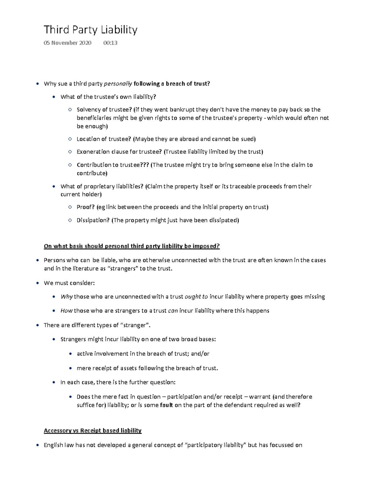 Third Party Liability - Includes all relevant notes from the above ...