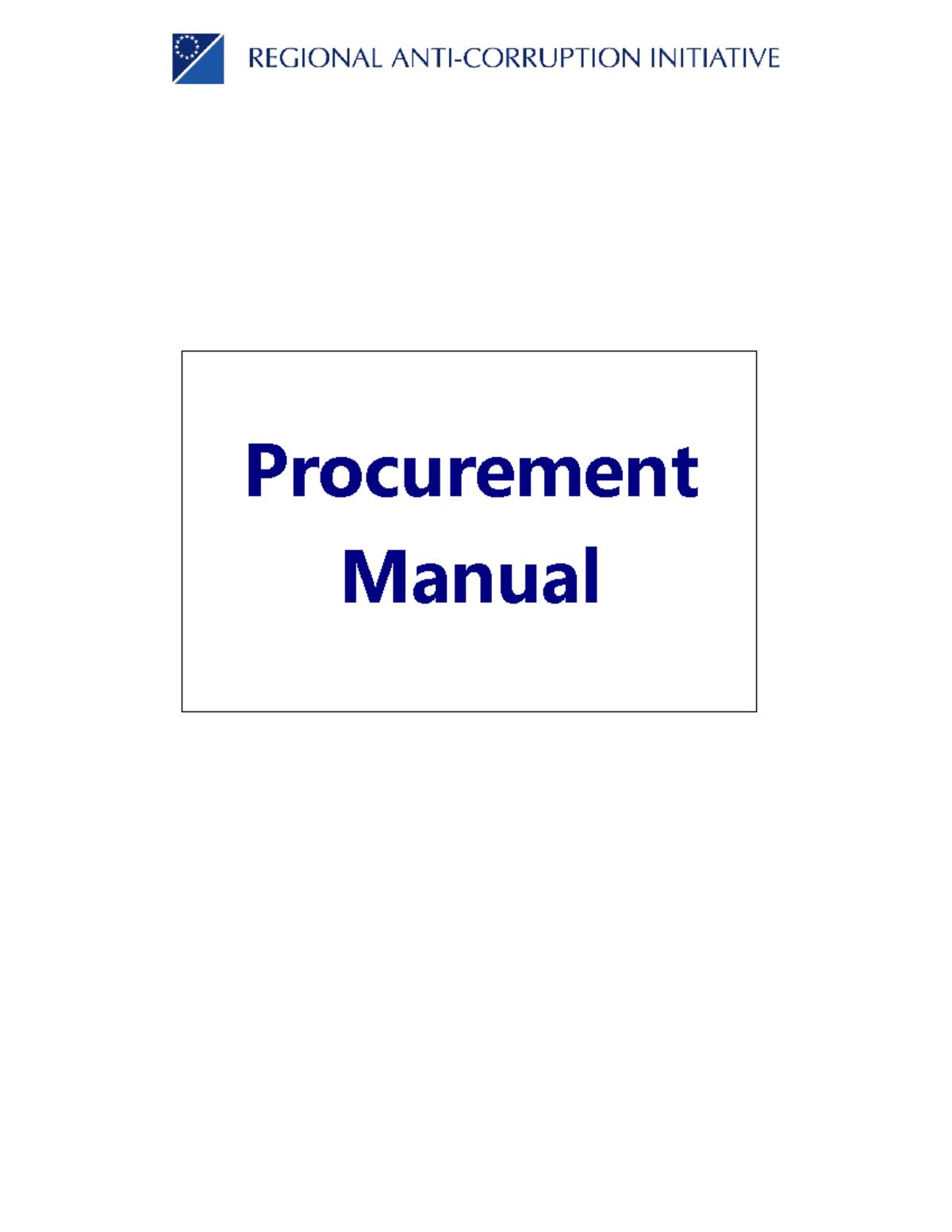 2 Procurement Manual FIN - Procurement Manual Table of Contents 1 ...