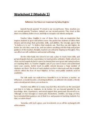 Worksheet 3 (Module 5) - WORKSHEET NO. 3 Give your top of mind to each ...