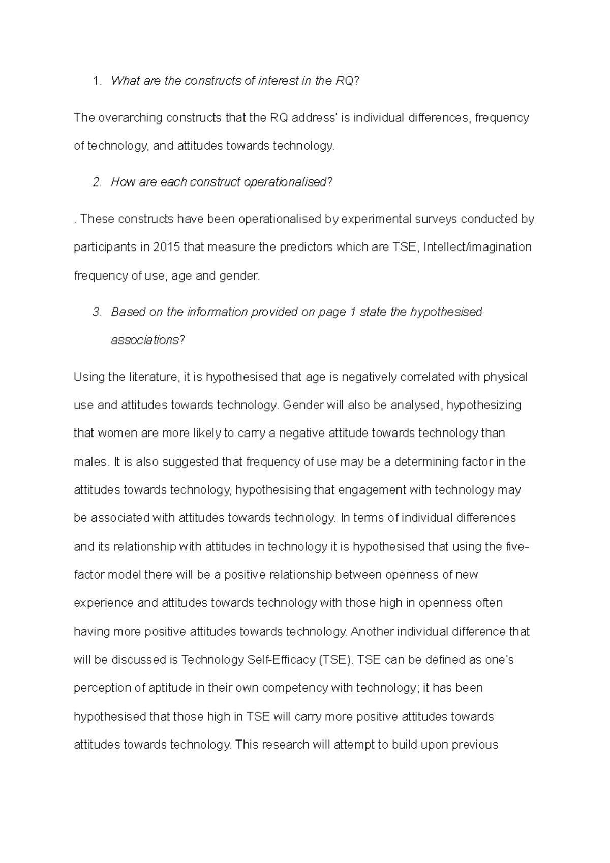 What are the constructs of interest in the RQ - How are each construct ...