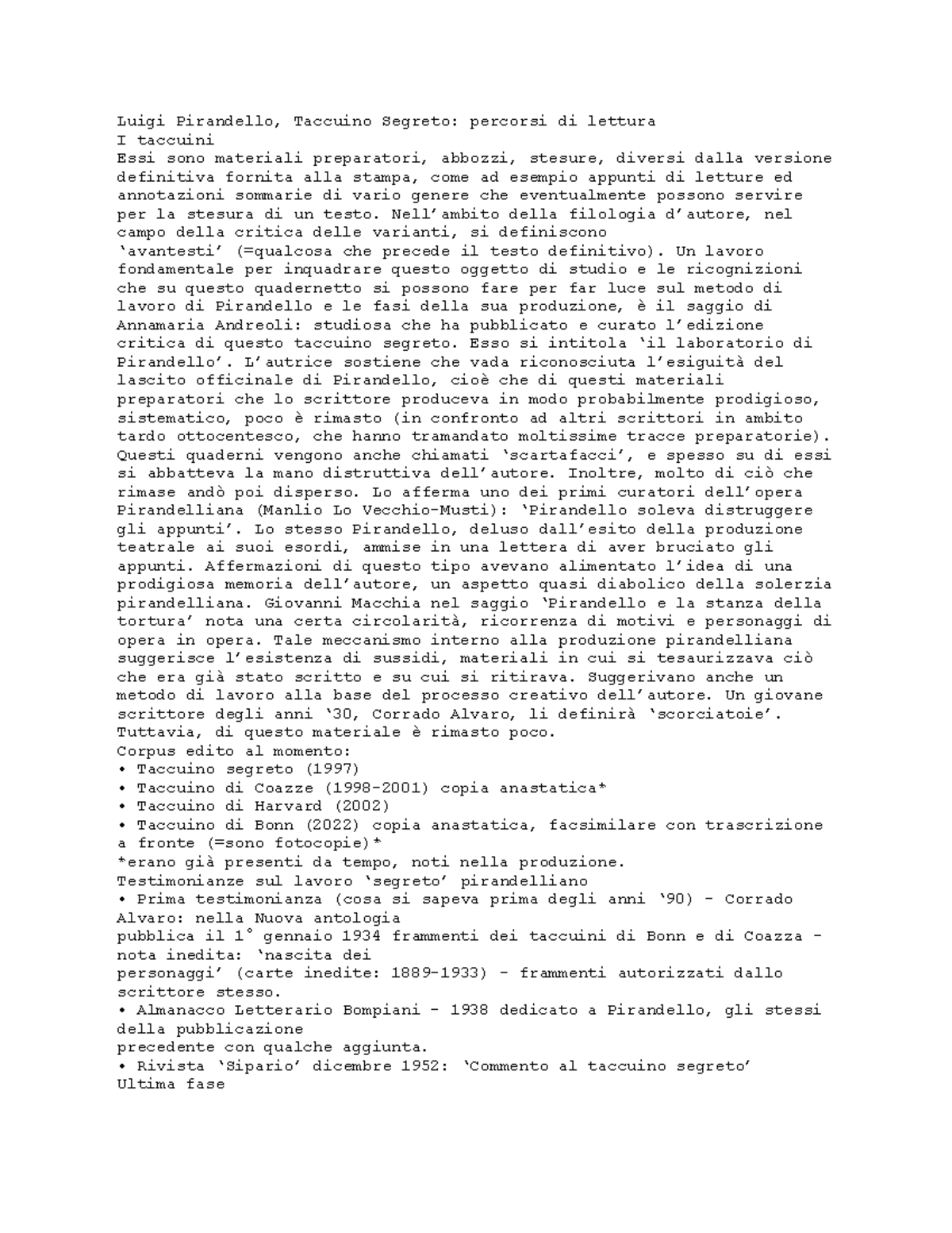 Text - Primo Levi Pieno impiego riassunto racconto - Luigi Pirandello ...