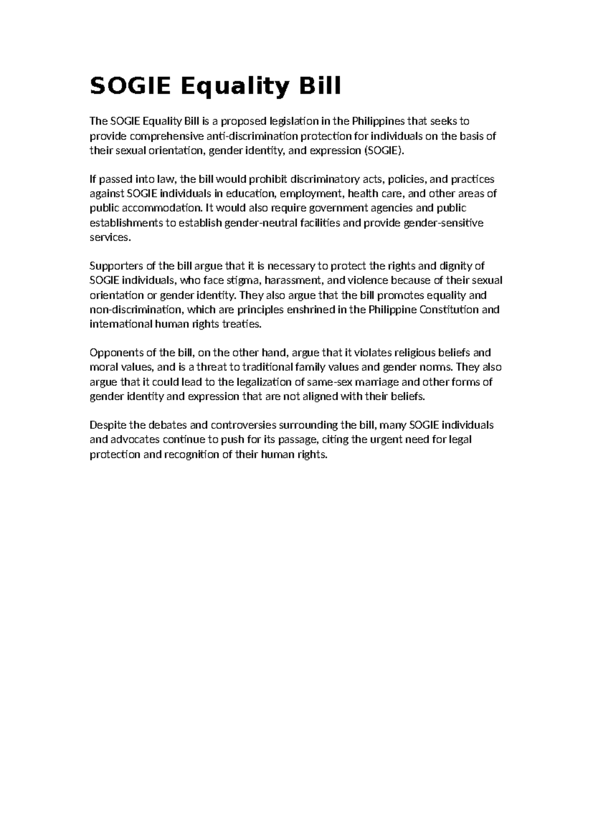 Sogie Equality Bill - This is not as credible as it seems - SOGIE ...