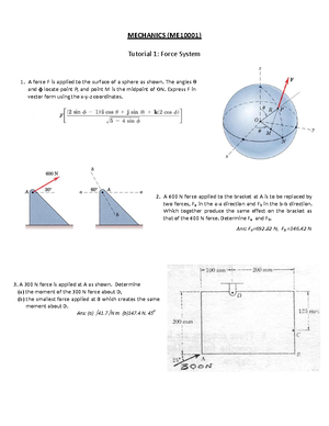 Tutorial 2 - nope - MECHANICS (ME10001) Tutorial 2: Equilibrium - I ...