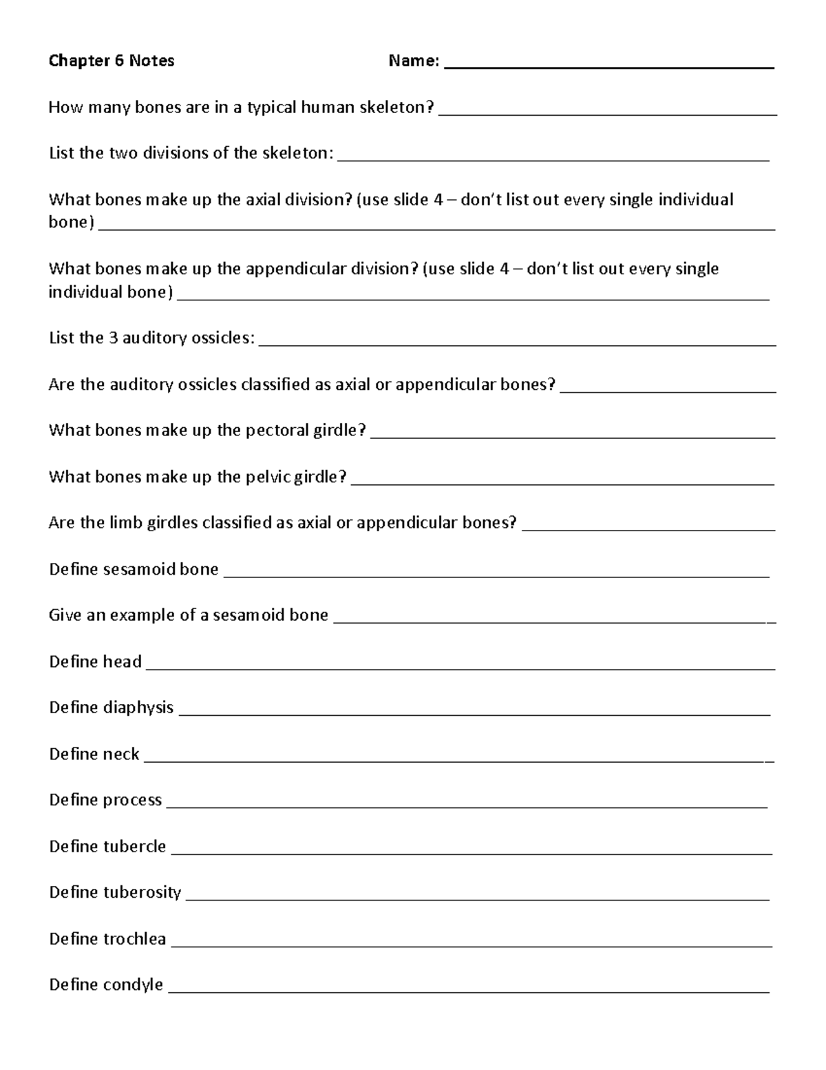 Chapter 6 Notes - Chapter 6 Notes Name ...