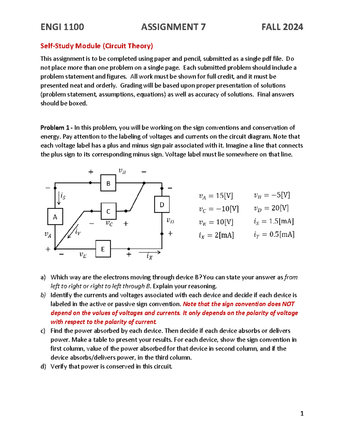 Circuits Self Study Assignment-1 - Self-Study Module (Circuit Theory) This assignment is to be ...