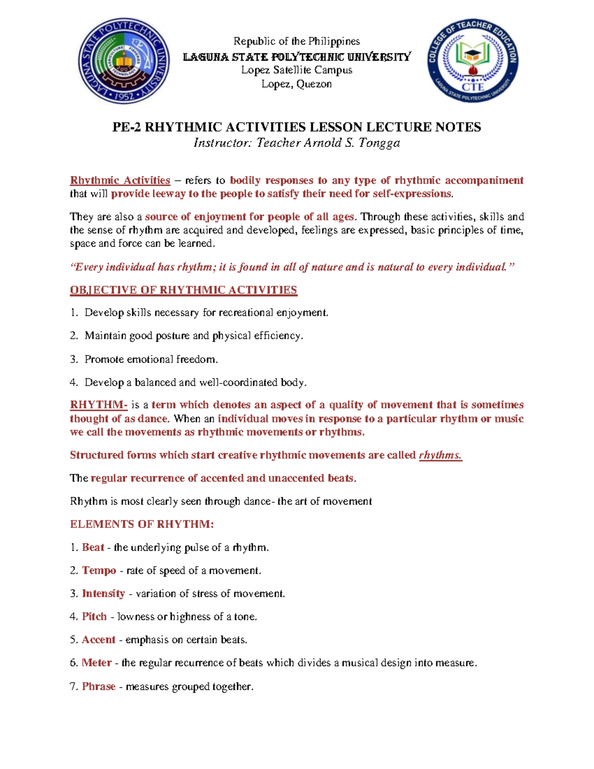 PE-2- Lesson- Lecture- Notes- Midterms - Laguna State Polytechnic ...