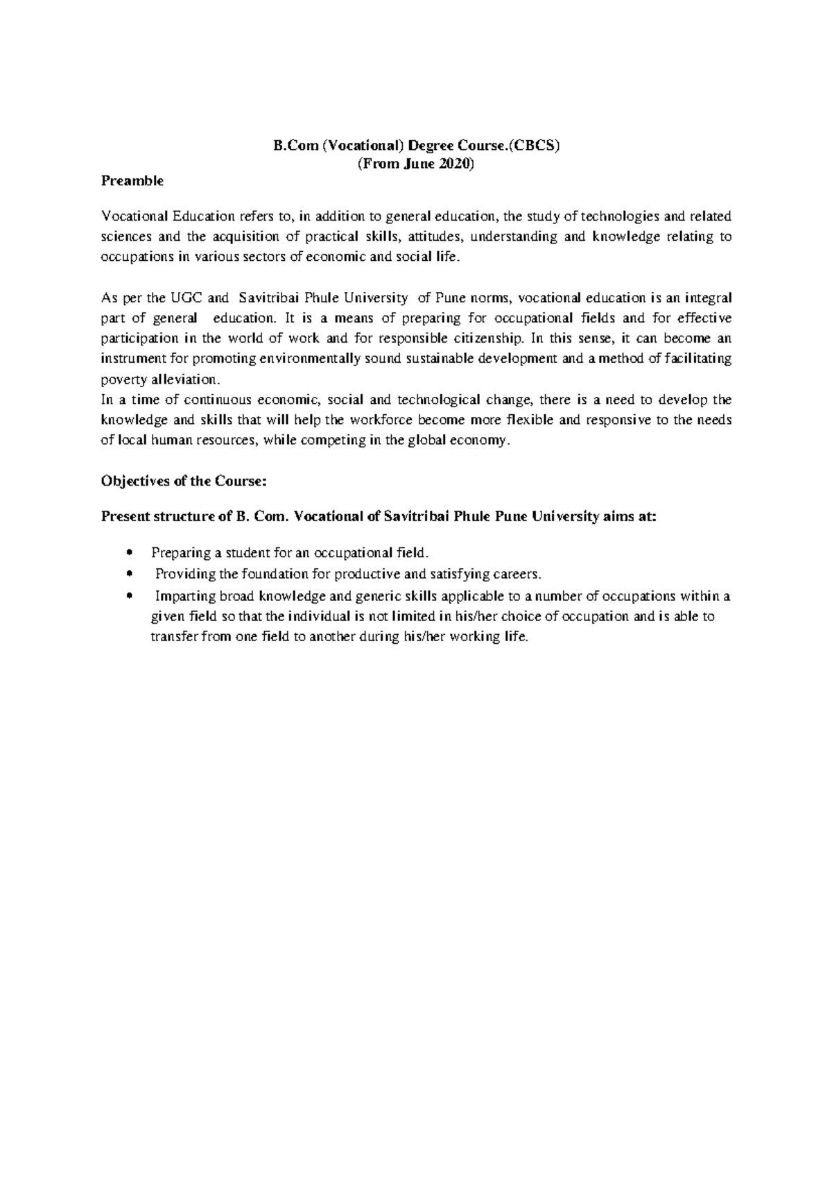 Revised Syllabus of SY BCom (Vocational) (CBCS 2019 Patt.) Advt, Sales ...