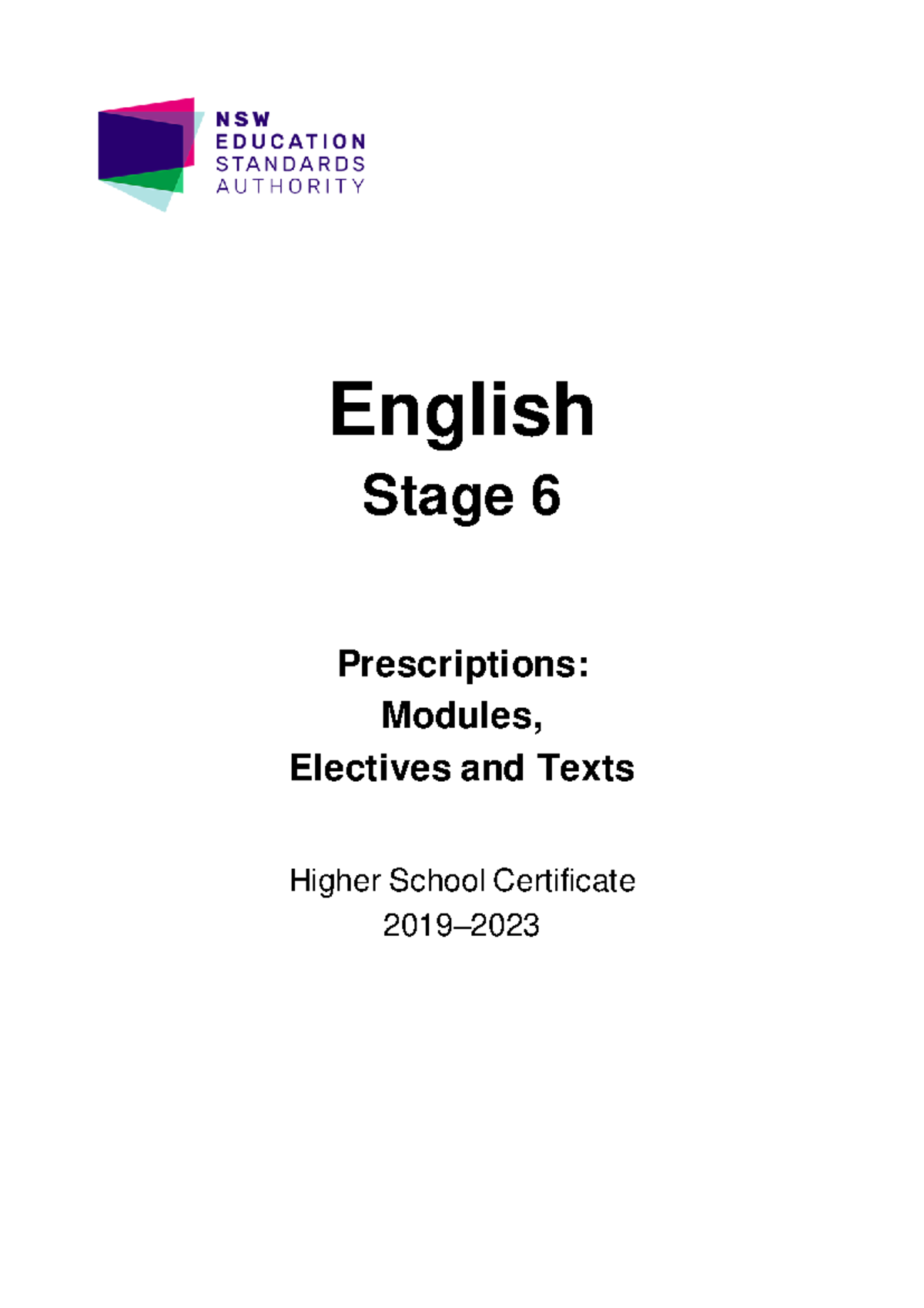 English stage 6 prescriptions 2019 2023 - English Stage 6 Prescriptions ...