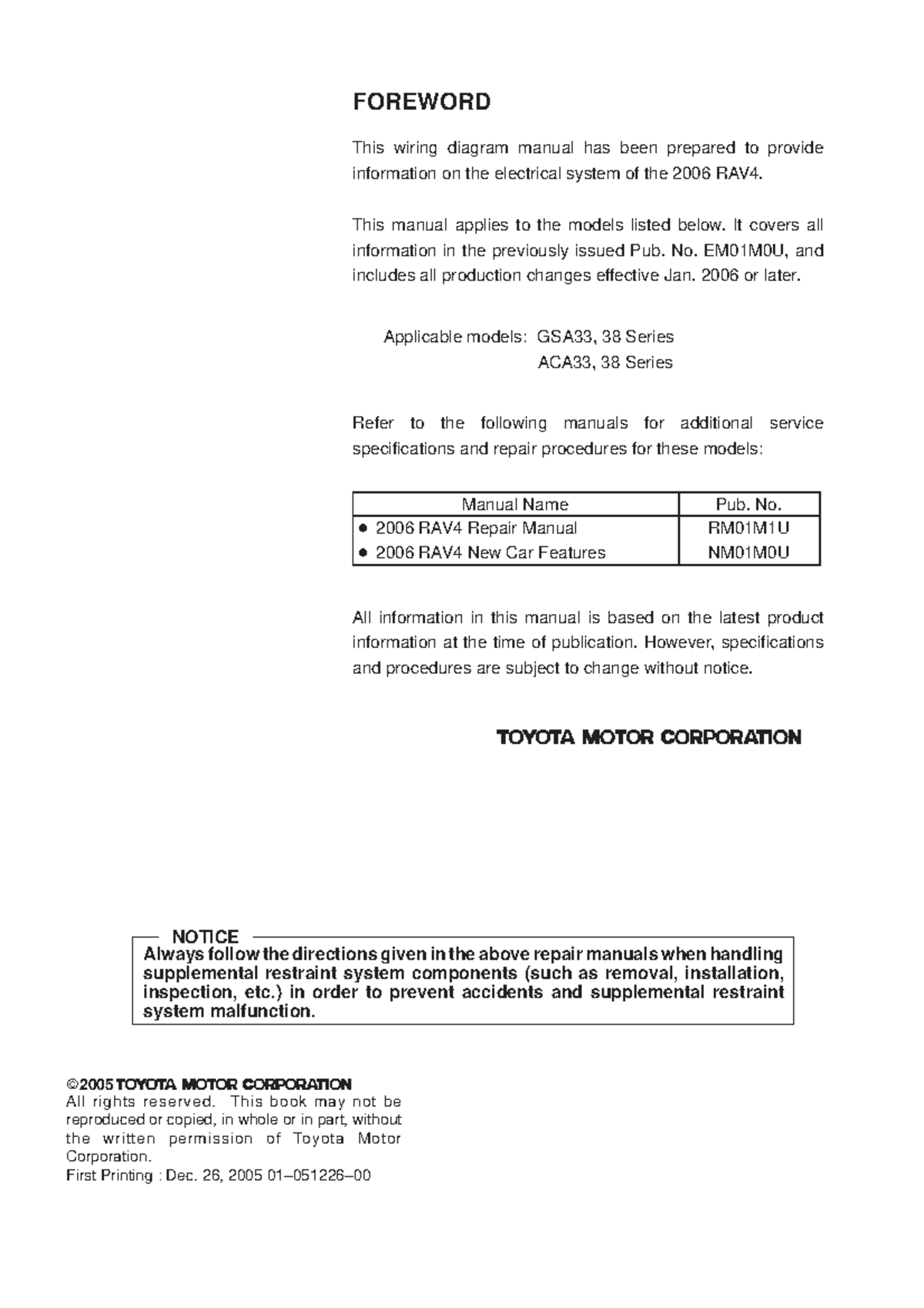 Em01m1up - rav 4 - NOTICE Always follow the directions given in the above repair manuals when ...