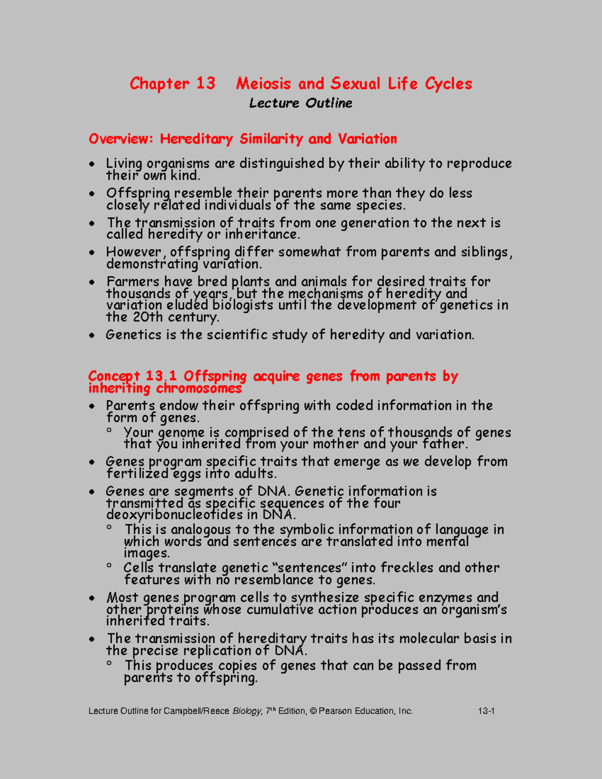 Chapter 13 Textbook Notes - Chapter 13 Meiosis and Sexual Life Cycles ...