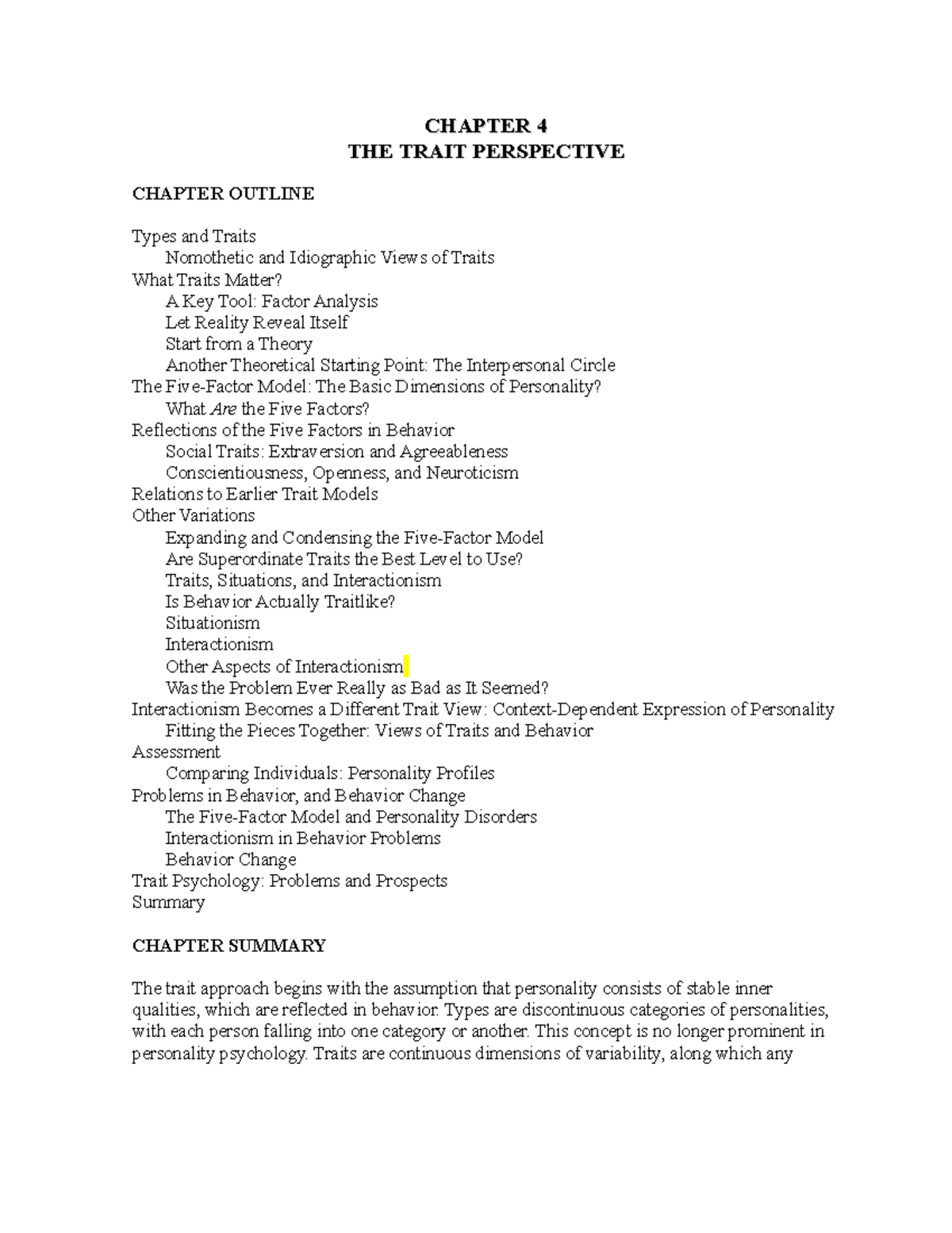 Carver 8e imtb ch04 - CHAPTER 4 THE TRAIT PERSPECTIVE - CHAPTER ...